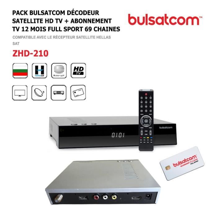 Décodeur Satellite HD - Bulsatcom - ZHD-210 - Abonnement 12 Mois - 69 ...