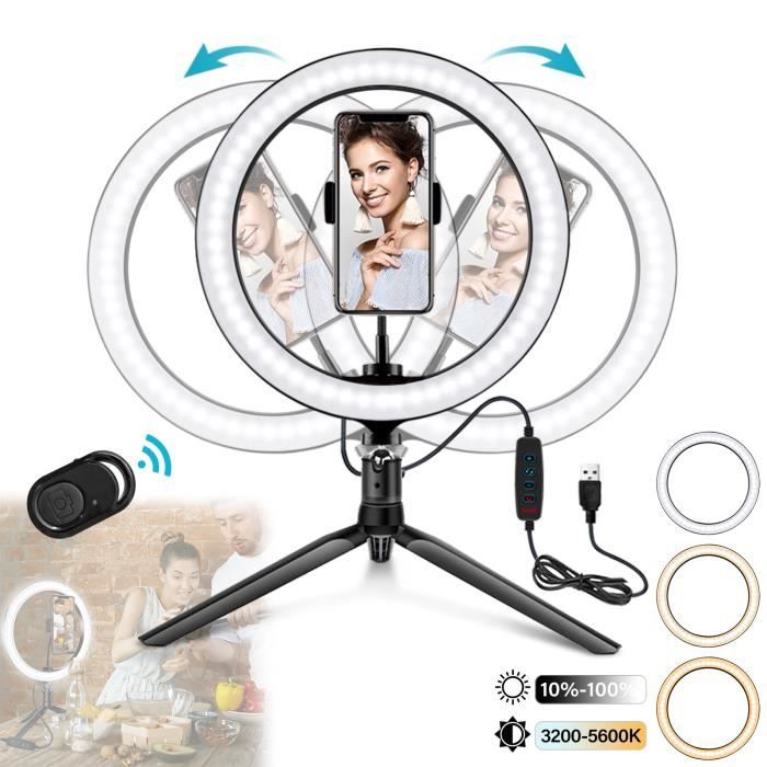 HENGMEI Ring Light Set 10 pouces 12W Dimmable Table Ring Light LED Ring ...