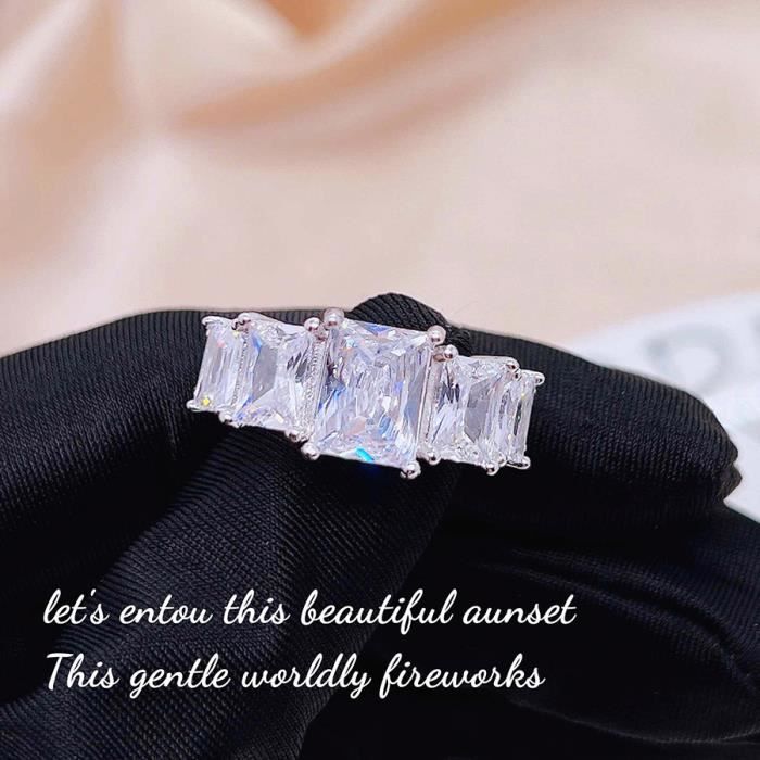 Bague de fiançailles en argent sterling 925 massif avec zircon cubique ...