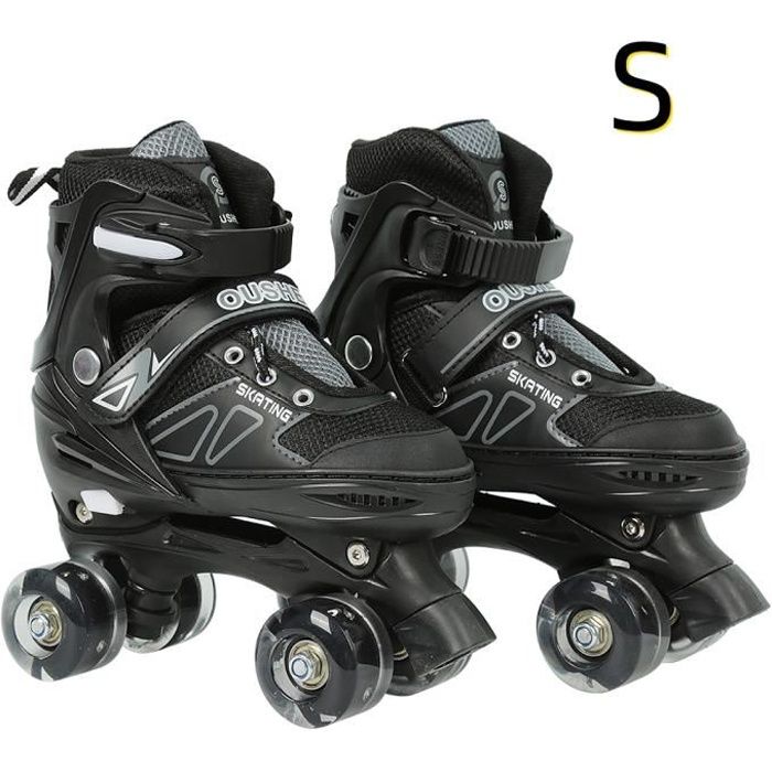 Patins à roulettes QIFAshma® - Patin Quad Noir - Tailles Ajustables ...