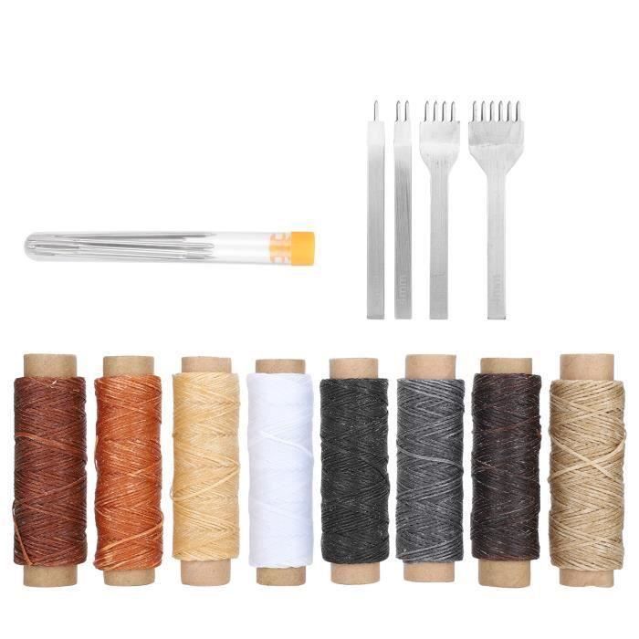 Sing-ensemble d'outils de couture en cuir 24 pièces Kit de couture en cuir aiguilles fil broche ...