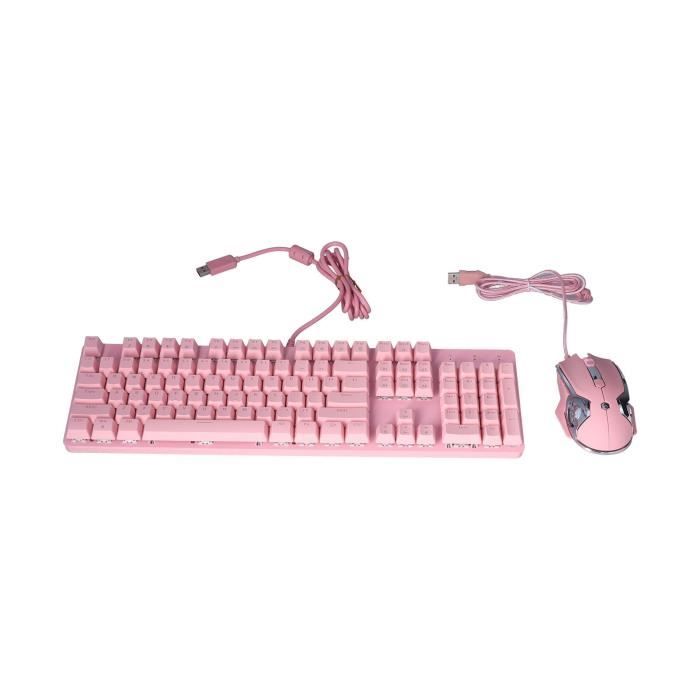 Clavier rose Clavier mécanique ergonomique 104 touches 22 effets d ...