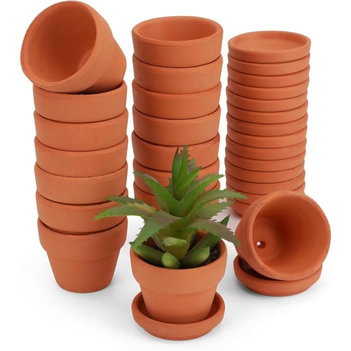 Pot En Terre Cuite Non Finie Avec Soucoupe - Lot De 16X Mini Pot De ...