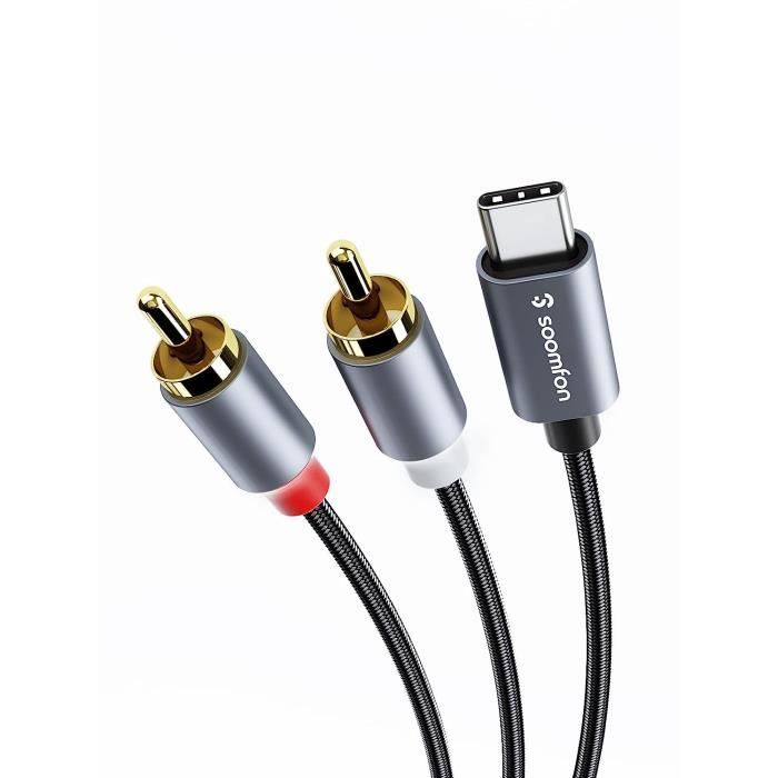 SOOMFON Câble RCA USB C Jack Audio Stéréo 2m Adaptateur Type C Mâle ...