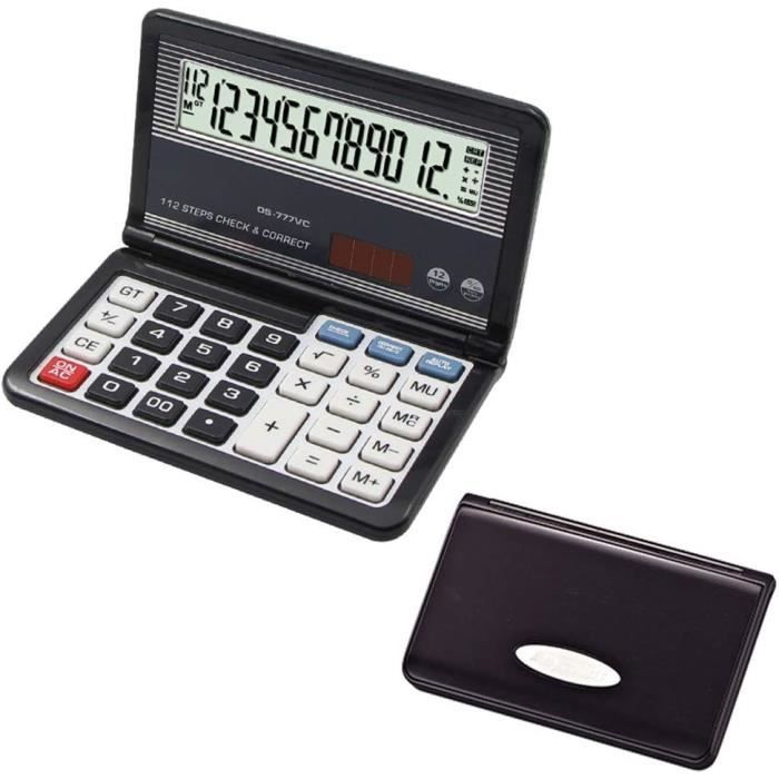 Flip Calculatrice Pliante Solaire Double Écran Solaire 12 Chiffres ...