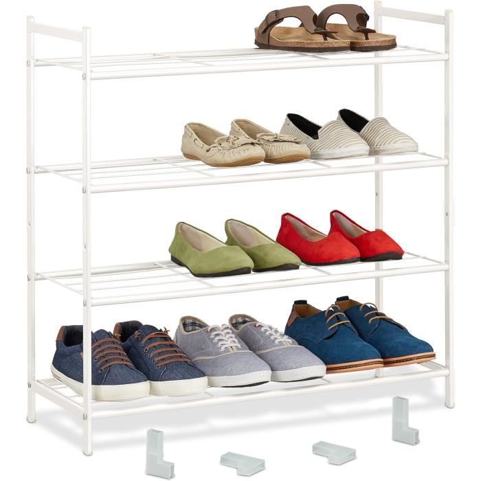 Étagère À Chaussures En Métal, 4 Niveaux, Empilable, Porte-Chaussures Hlp 70X70X26 Cm, Pour 12 ...