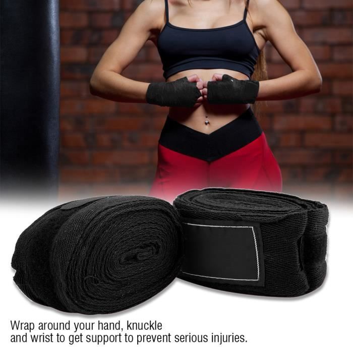 Bandages Boxe Poignet en Coton 5M - VGEBY - Noir - Sports de combat ...