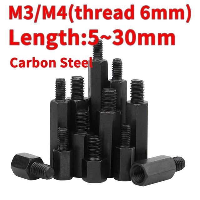 VIS,M4 (Thread 6mm)-6mm (50PCS)--Goujon hexagonal M3 M4 en acier au ...