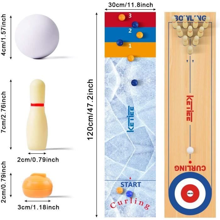 3 en 1 Jeu de Curling de Table 120x30cm Jeu de Table de Curling et de ...