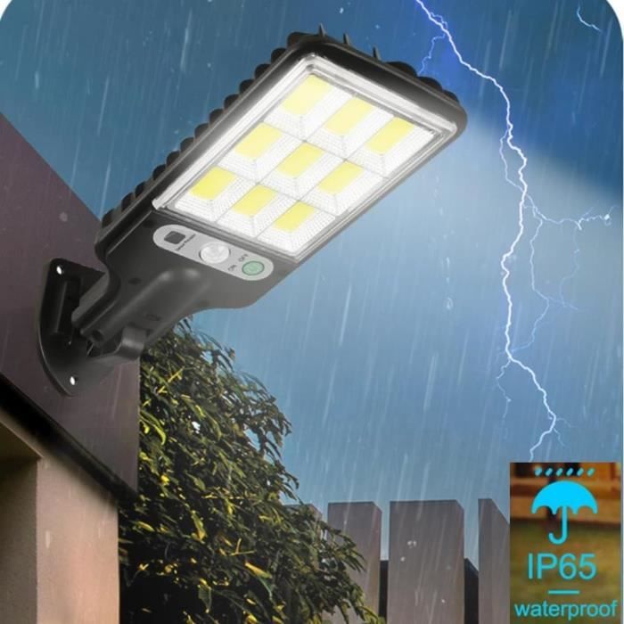 Lampe solaire exterieur detecteur de mouvement, lampadaires solaires 180 COB avec Télécommande ...