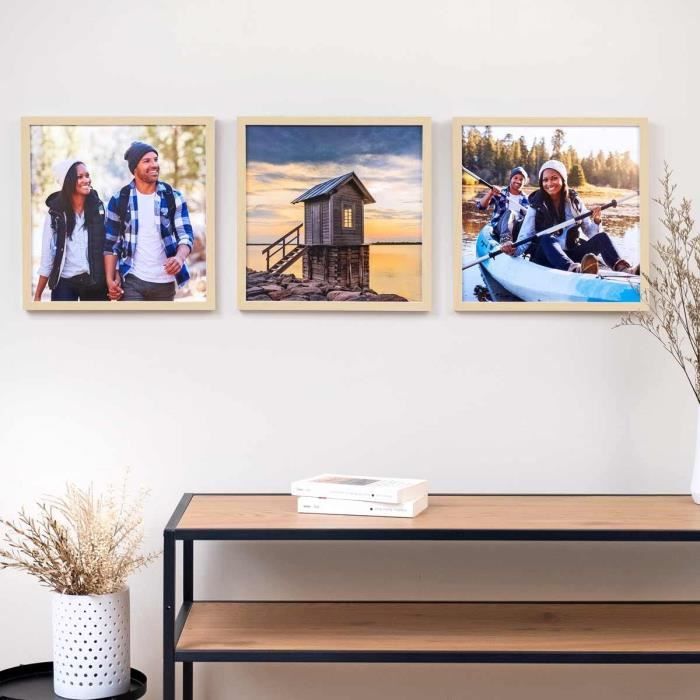 Lot De 3 Cadres 30X30 Cm Moderne Naturel En Mdf Avec Vitre En Acrylique ...