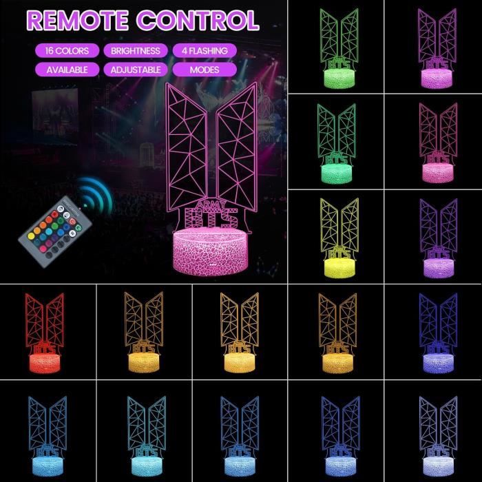 Veilleuse 3D Kpop Bts,Lampe Illusion Led 3D Bts,Veilleuse Bts Pour ...