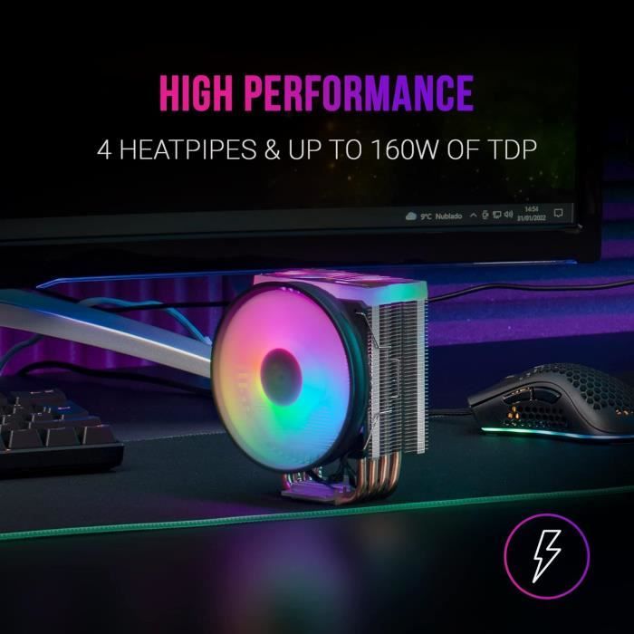 Mcpu44, Double Dissipateur Cpu Argb, 4 Heatpipes Hct, Tdp 160W, Ventilateur Pwm 110Mm Ultra ...