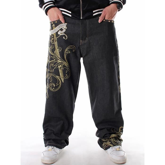 Minetom Pantalons Hommes Hip Hop Jeans Style Hipster Baggy Jeans Rap ...