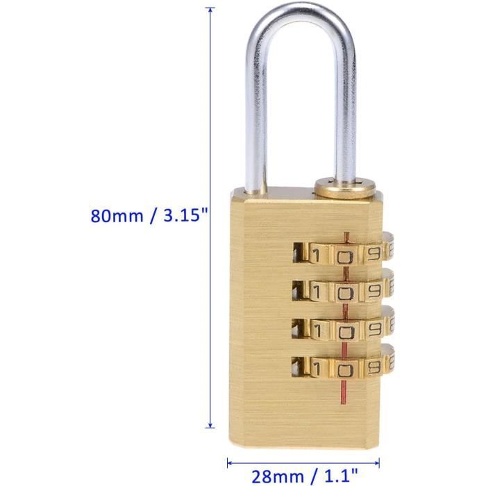 4 Chiffre Combinaison Cadenas Serrure - Laiton Intérieur Extérieur ...