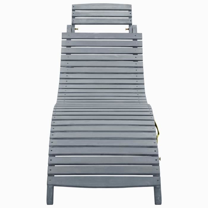 GOTOTOP Chaise longue avec coussin Gris Bois d'acacia solide A3064057 ...