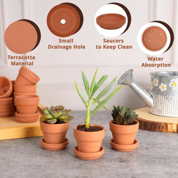 Pot En Terre Cuite Non Finie Avec Soucoupe - Lot De 16X Mini Pot De ...