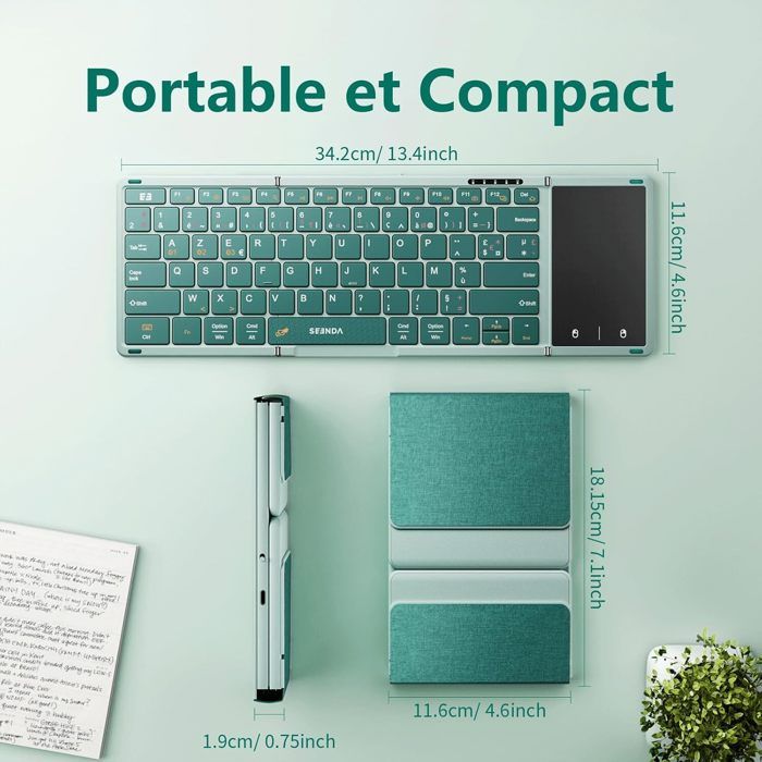 Clavier Bluetooth Pliable seenda - AZERTY Mini Portable Clavier sans ...