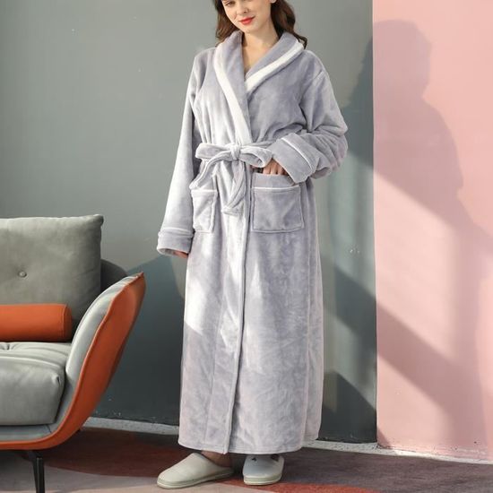 Peignoir Femmes,PROCHOSEN Robe de Chambre épais en Flanelle Peignoirs de Nuit Longue Peignoir de ...
