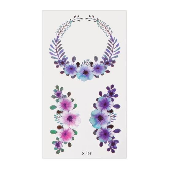 Tatouage Stickers,Fleurs Violettes Tatouage Temporaire Stickers,Sticker ...