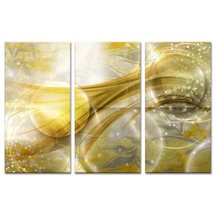 Tableau Déco Triptyque Abstrait Boule Magnétique - 120x80 cm ...
