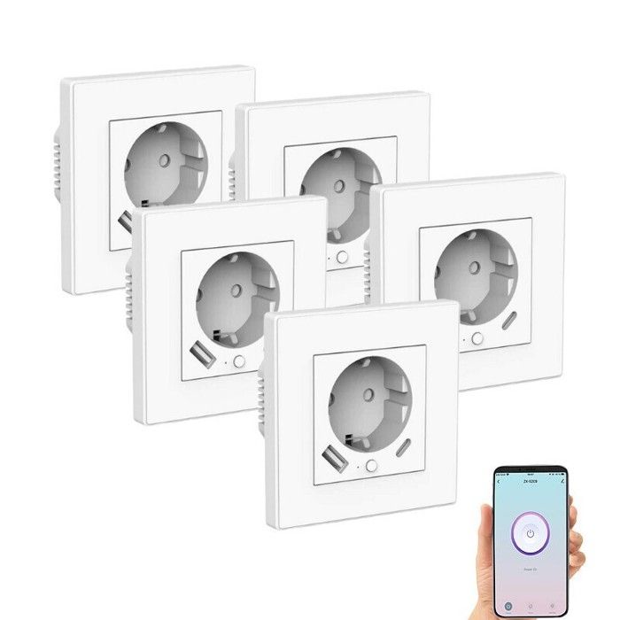 5 prises encastrables connectées avec 2 ports de chargement USB SF-665 ...