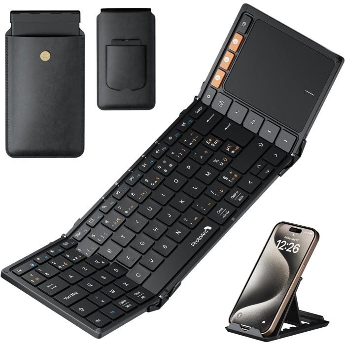 Clavier Bluetooth Pliable Azerty Portable Avec Pavé Tactile Pour Voyage ...