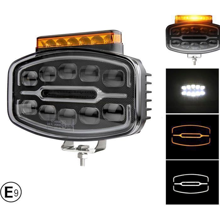 Phare de Travail LED 55W 12V 24V 1400 Lm Projecteur Longue Portée + Feu ...