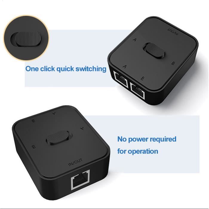 1000 Mbps B - Commutateur Ethernet RJ45 Gigabit 1 à 2, répartiteur de ...