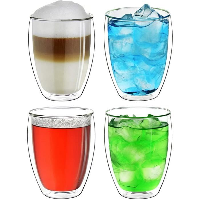 Creano Ensemble de 4 Verres Thermique à Double Paroi XXL HauteRésistant ...