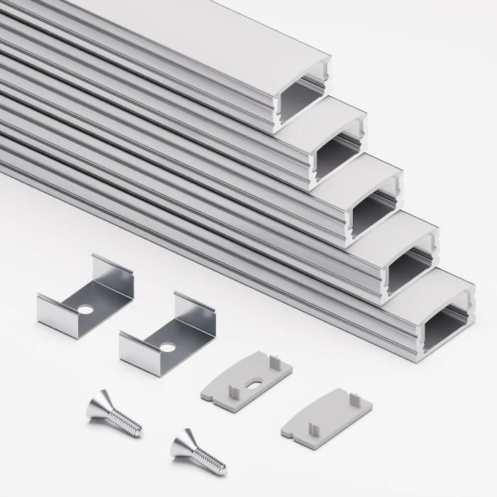 LED AKL Lot de 5 profilés en aluminium pour bande LED de 12 mm avec ...