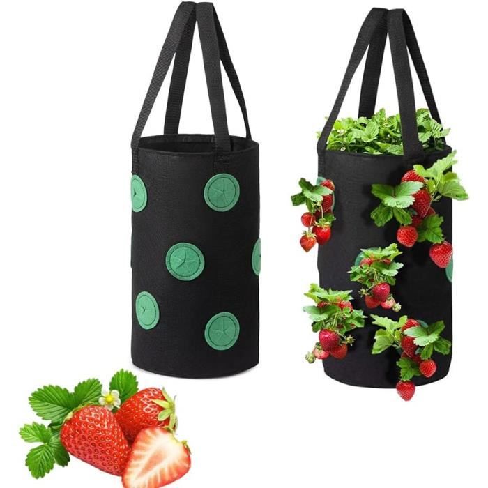 2 Pièces Sac De Plantation Fraises,Sacs de Culture à Fraises Suspendu ...