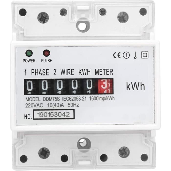Compteur de kWh Monophasé, Compteur Electrique sur Rail DIN Avec 4P LED ...
