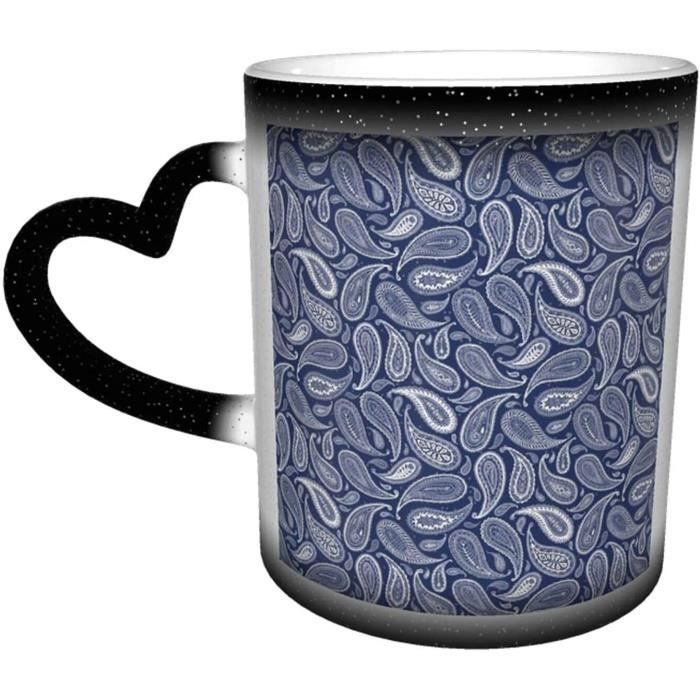 Mug-Tasse en céramique Paisley coordonner blanc sur bleu foncé tasse à ...