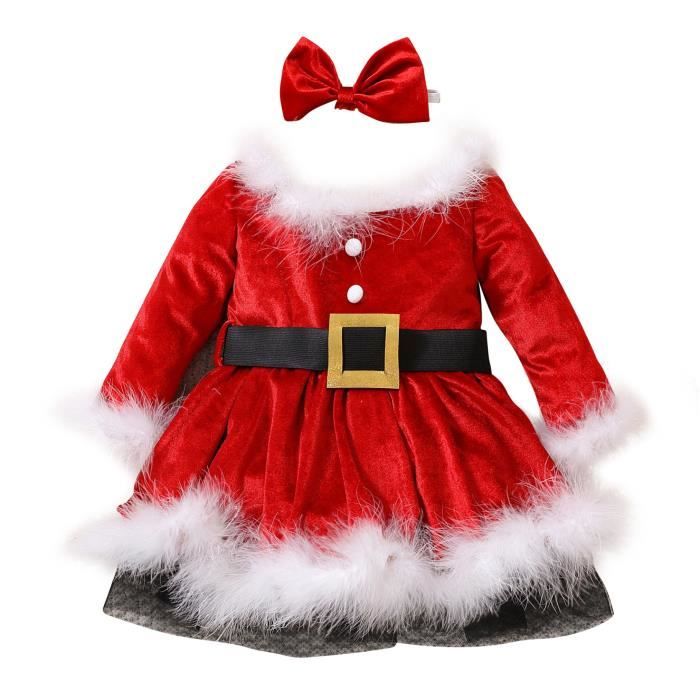 Yizyif Déguisement Mère Noël Fille Enfant Robe De Noël Cosplay Costume