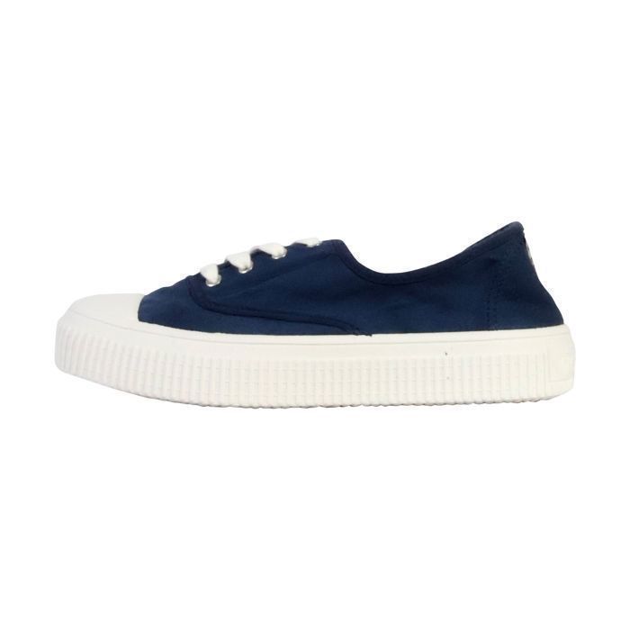 Baskets toile femme - VICTORIA - Re-edition - Bleu marine - Lacets ...
