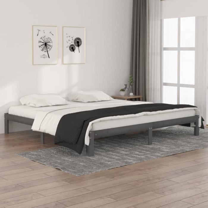 Lit Double Adulte 200x200cm | Structure de lit en Bois plateforme 2 ...