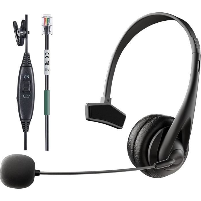 Rj9 Casque Téléphonique Avec Mic Antibruit Filaire Call Center Phone ...