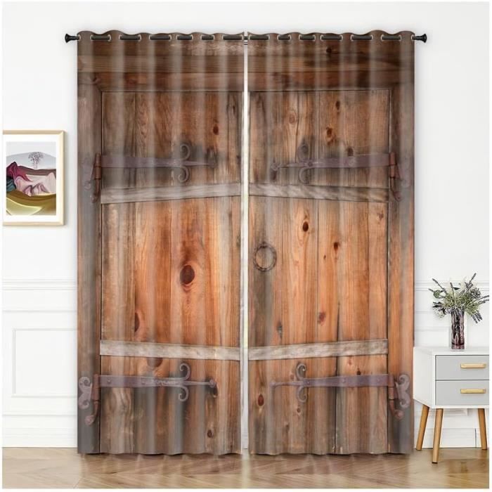 Rideau De Porte En Bois À 2 Panneaux - Style Vintage - Avec Œillets ...