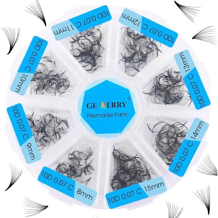 Cils Volume Russe 500Pcs 10D 0.07 C Curl 8-15Mm Mix Bouquet Cils ...