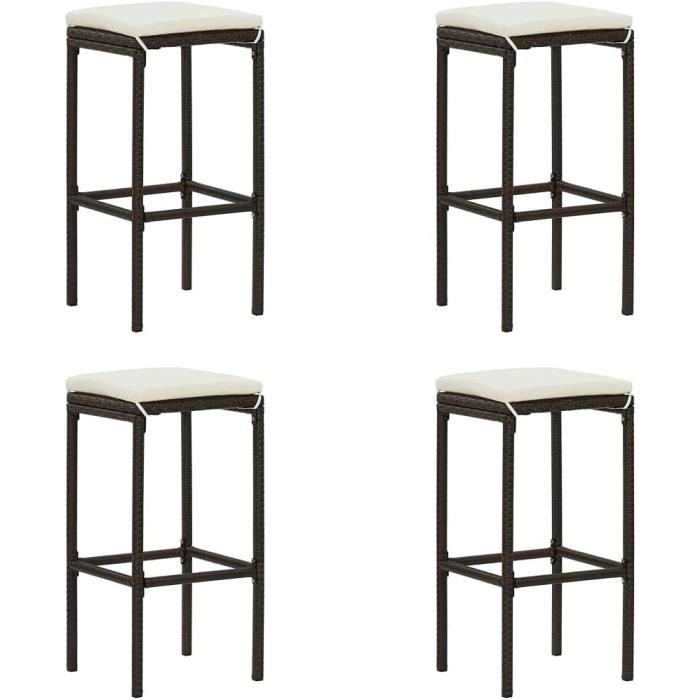 Lot De 4 Tabourets De Bar - TRAHOO - Marron - Bureau - Contemporain ...