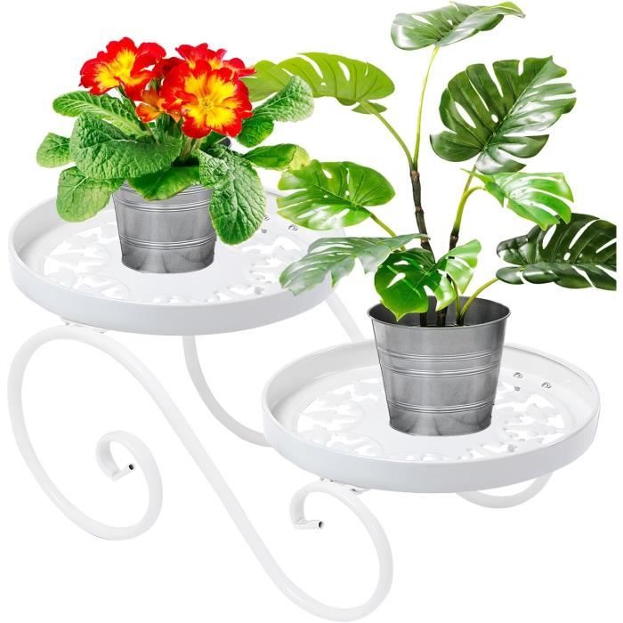 Support de plante d'intérieur blanc en couche, support de plante en métal, support de plante d ...