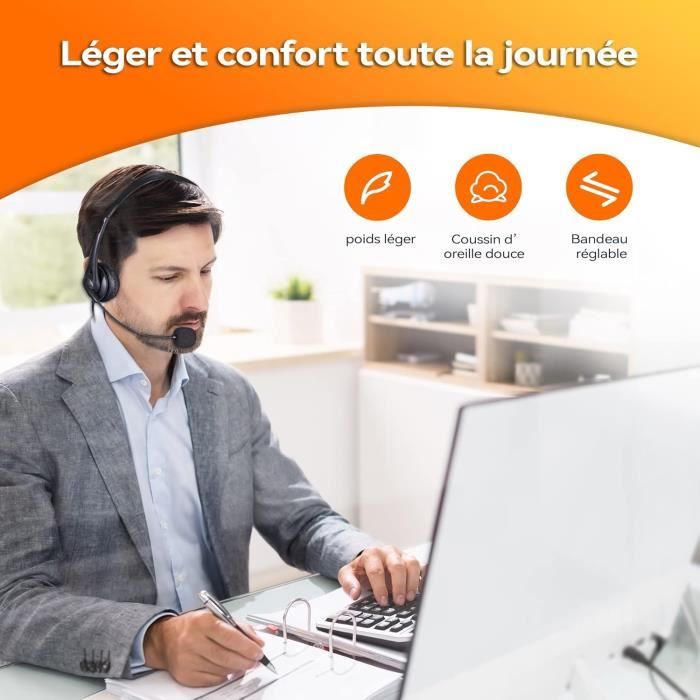 Rj9 Casque Téléphonique Avec Mic Antibruit Filaire Call Center Phone ...