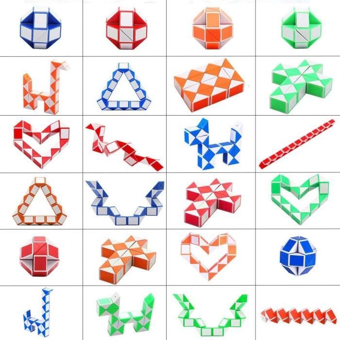 Wohot 24Pcs Serpent Magique avec 24 Blocs, Serpent Magic, Twist Puzzle ...