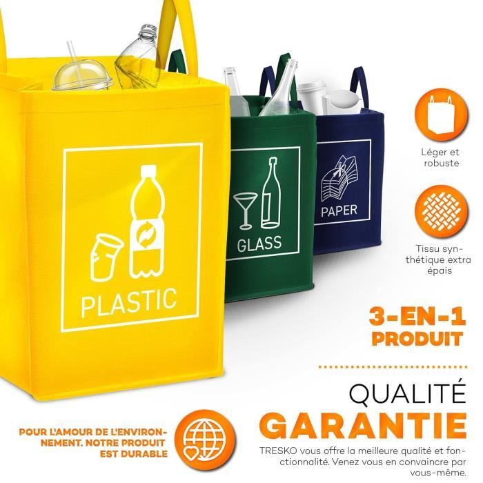 TRESKO Lot de 3 Plastique bacs de déchets Poubelle Trieur à déchets ...