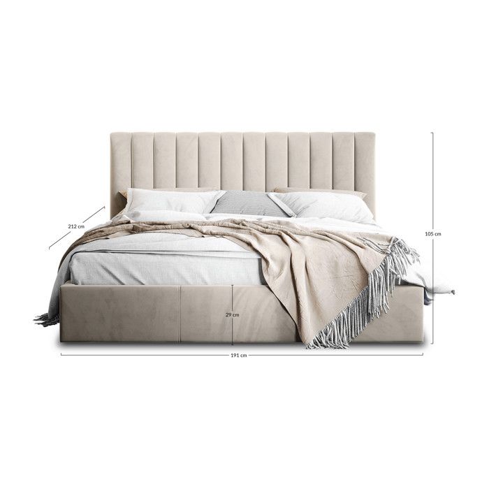 Rosario - lit coffre - 180x200 - sommier inclus - en velours - Bleu ...