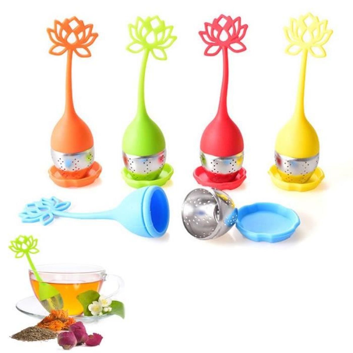 Infuseur De Thé, 5 pcs Infuseur à Thé En Silicone,WELLEHOMI Feuilles De ...