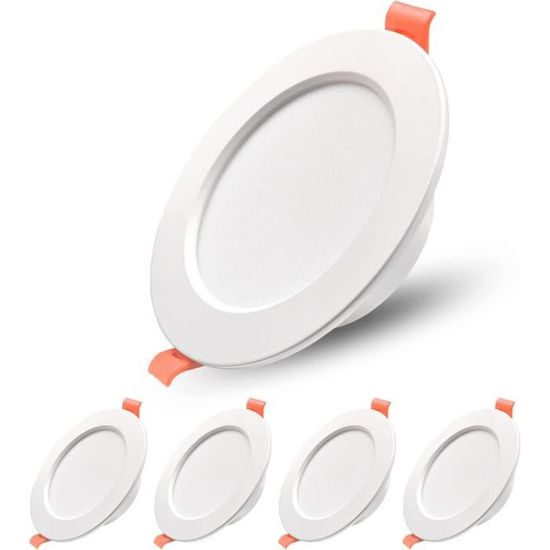 Spot Encastrable Led 7W Salle De Bains Ip44, Lot De 5 Spots Encastrables Led 3000K 600Lm Puce ...