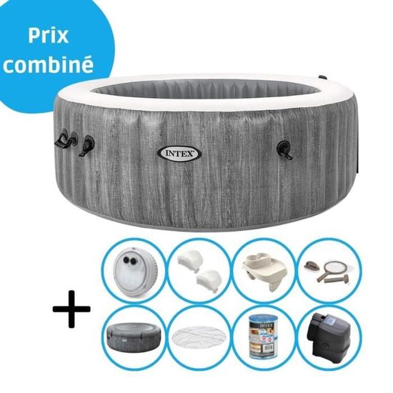Intex - Greywood Deluxe - Jacuzzi - 196 x 71 cm - Gris - Accessoires ...