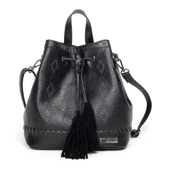 Sac bourse Tropéziennes Fernie Noir déco triangle rivet (Noir ...